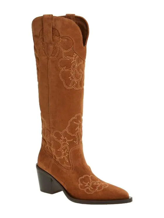 STUART WEITZMAN Felix Western Boots - Doe/ Dark Brown