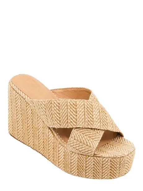 SHU SHOP Platform Wedge Slide Sandal - Natural Woven