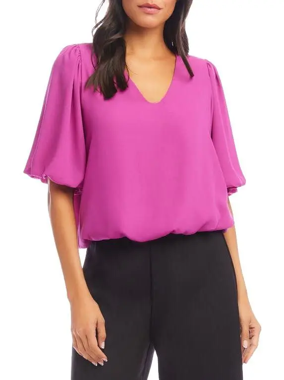 Karen Kane Puff Sleeve Crepe Top - Orchid