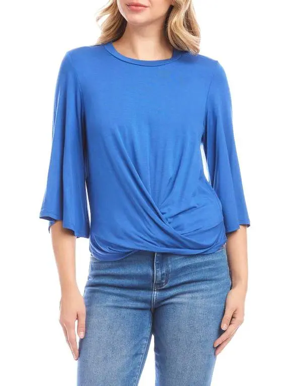 Karen Kane Drape Front Jersey Top - Blue