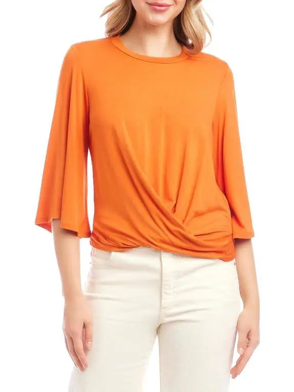 Karen Kane Drape Front Jersey Top - Tangerine