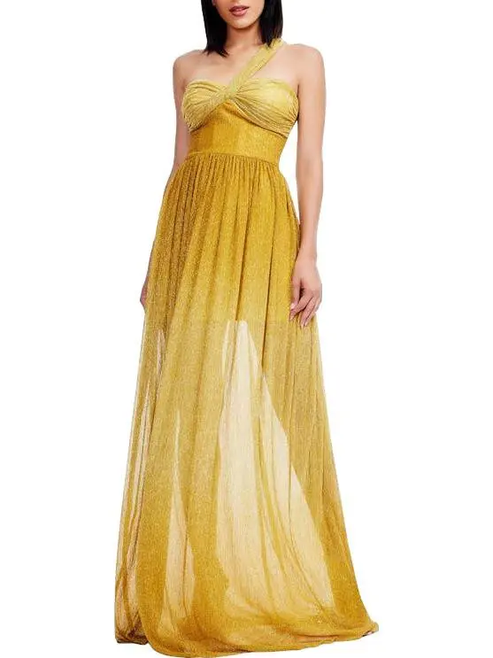 Dress The Population Idalia Metallic Ombré Gown - Golden Haze