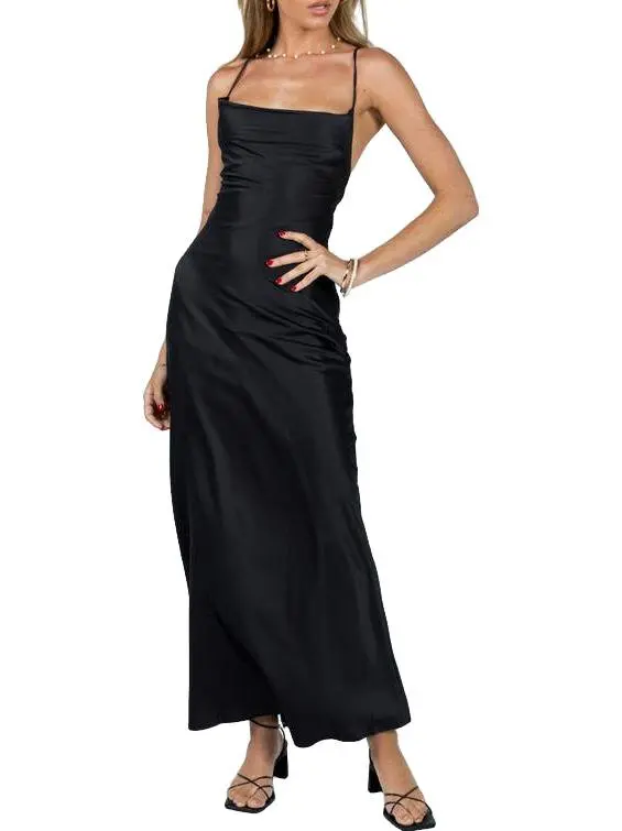 Princess Polly Celena Satin Maxi Dress - Black
