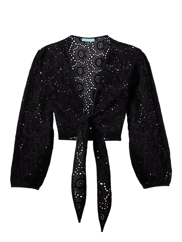Melissa Odabash Pia Cotton Lace Top - Black