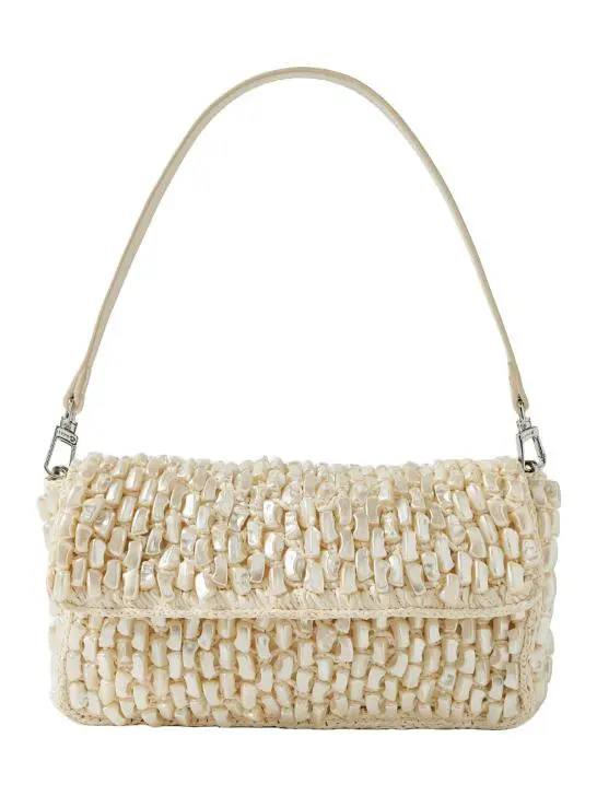 Staud Timmy Raffia Shoulder Bag - Cream