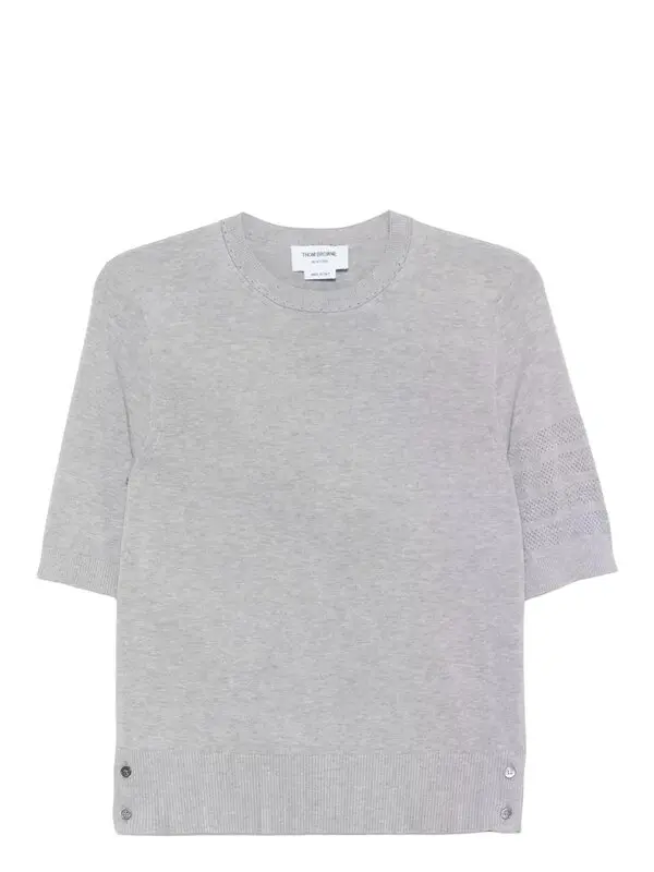 Thom Browne 4-bar Pointelle T-shirt - Grey