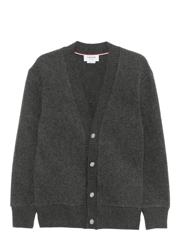 Thom Browne V-neck Wool Cardigan - Grey