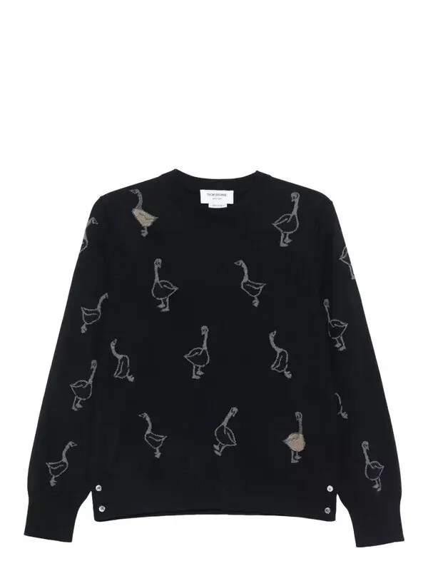 Thom Browne Pattern-intarsia Virgin Wool Sweater - Blue