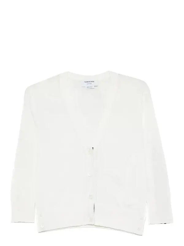 Thom Browne Feather-intarsia Cotton Cardigan - White