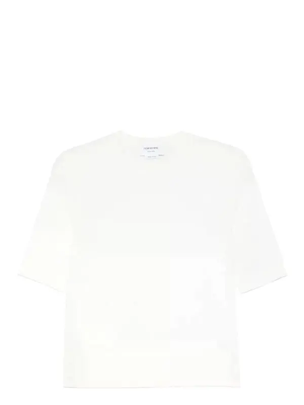 Thom Browne 4 Bar Stripes Feather-intarsia T-shirt - White