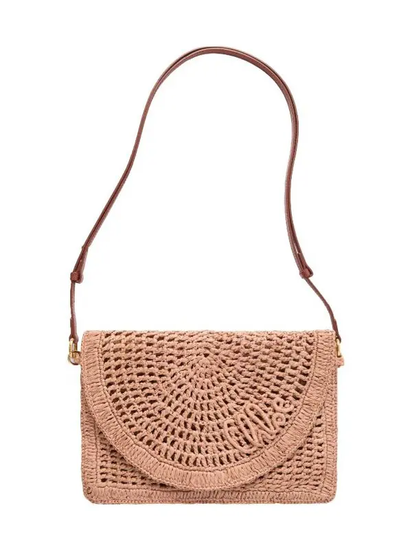 Chloé Leather-trimmed Raffia Shoulder Bag - Beige