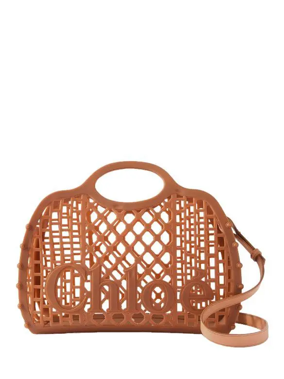 Chloé Cage Leather-trimmed Studded Rubber Shoulder Bag - Pastel Orange
