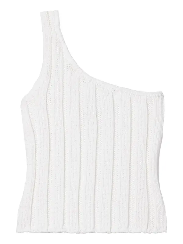 Suzie Kondi Petulla One-shoulder Cropped Ribbed Cotton Top - White