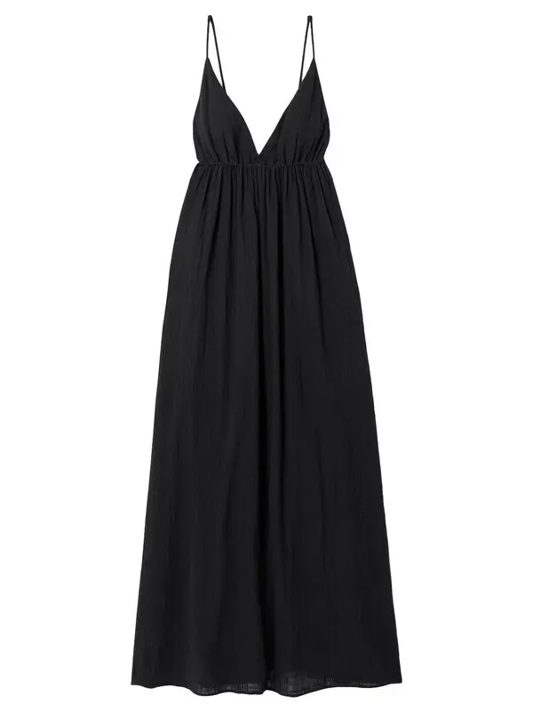 Staud Hanna Cotton-gauze Maxi Dress - Black