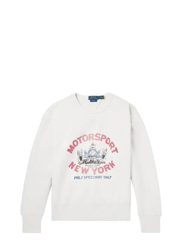 Ralph Lauren Printed Cotton-blend Jersey Sweatshirt - Neutrals