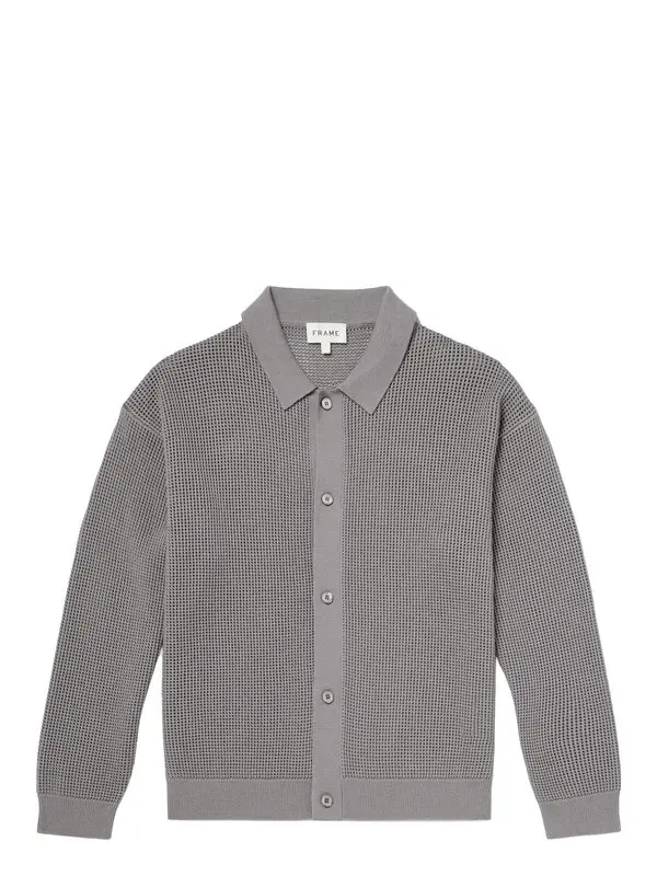 FRAME Open-knit Cotton Cardigan - Gray