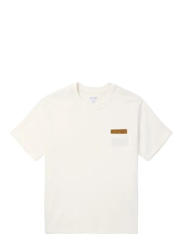 Bottega Veneta Intrecciato Suede-trimmed Cotton-jersey T-shirt - Neutrals