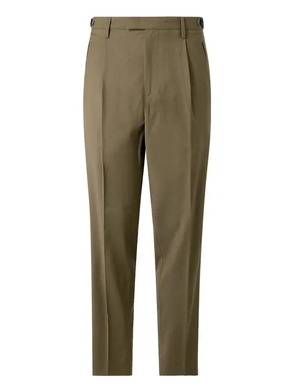 Barena Venezia Masco Slim-fit Pleated Virgin Wool Trousers - Green