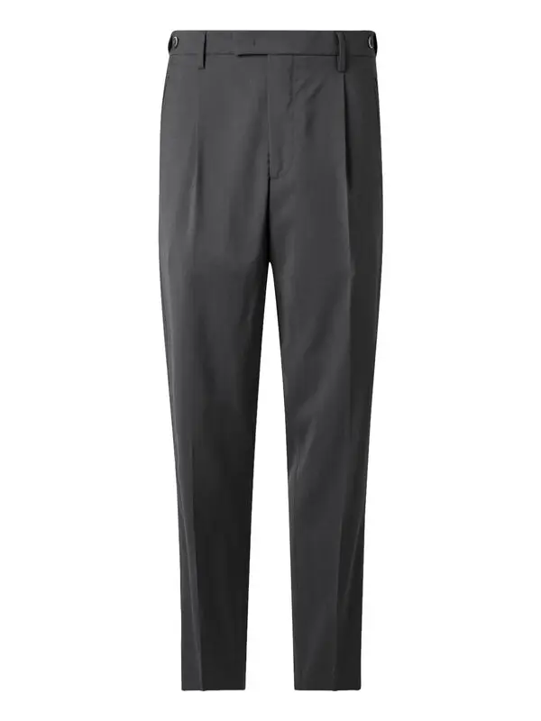 Barena Venezia Masco Straight-leg Pleated Virgin Wool Trousers - Gray