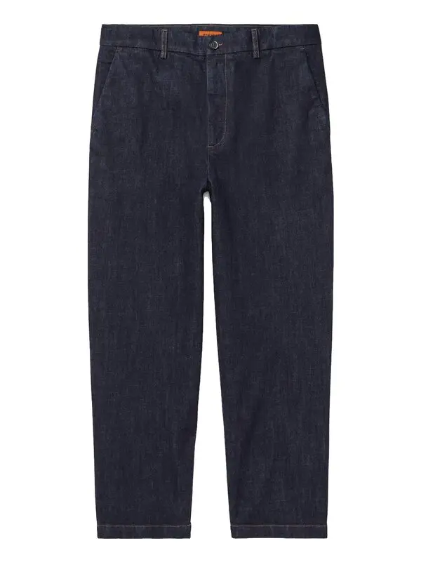 Barena Venezia Canasta Straight-leg Cotton-blend Trousers - Blue