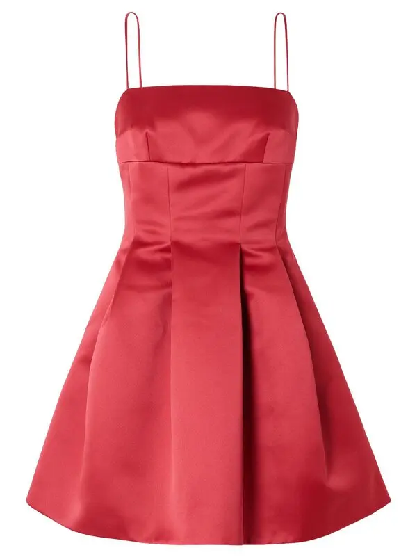 EMILIA WICKSTEAD Honor Pleated Duchesse-satin Mini Dress - Red