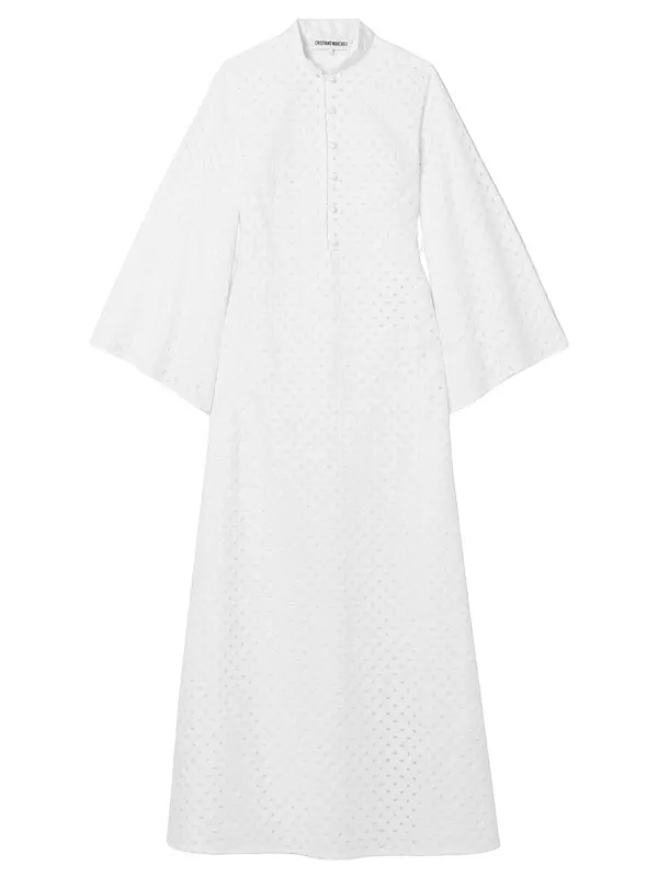Source Unknown Cristiano Marcheli Jane Broderie Anglaise Cotton Midi Dress - White