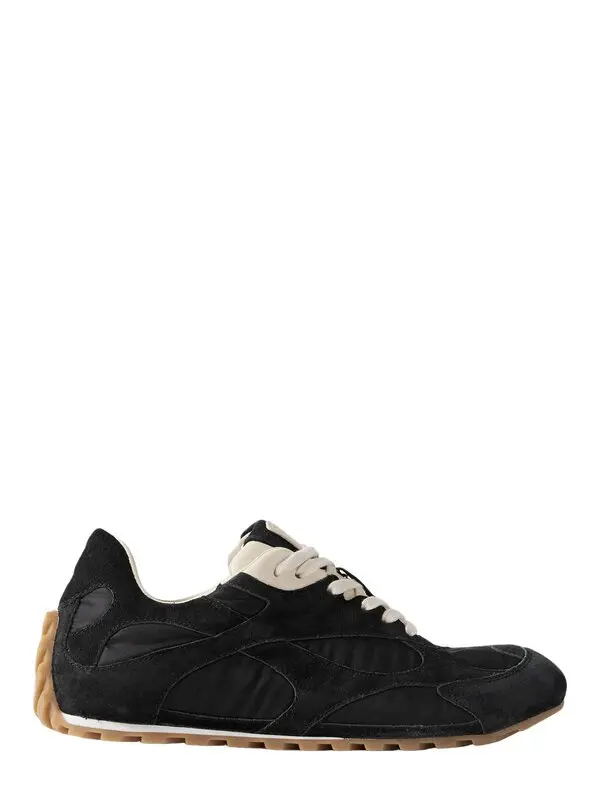 Bottega Veneta Orbit Leather-trimmed Suede And Shell Sneakers - Black