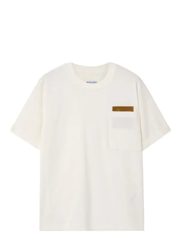 Bottega Veneta Intrecciato Suede-trimmed Organic Cotton-jersey T-shirt - Neutrals