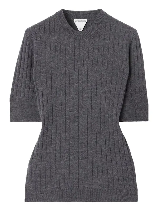 Bottega Veneta Ribbed Wool T-shirt - Gray