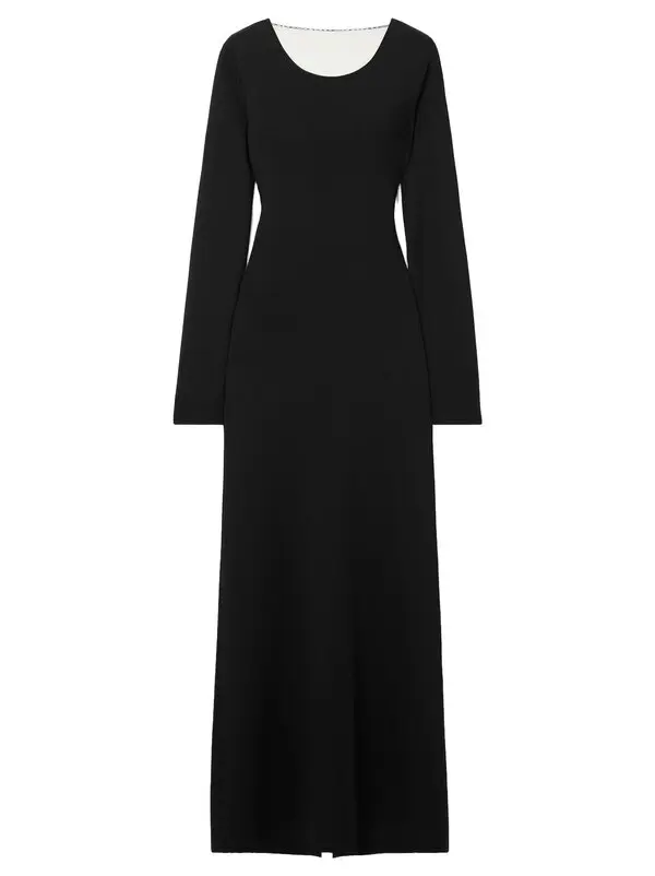 Bottega Veneta Open-back Chain-embellished Knitted Maxi Dress - Black