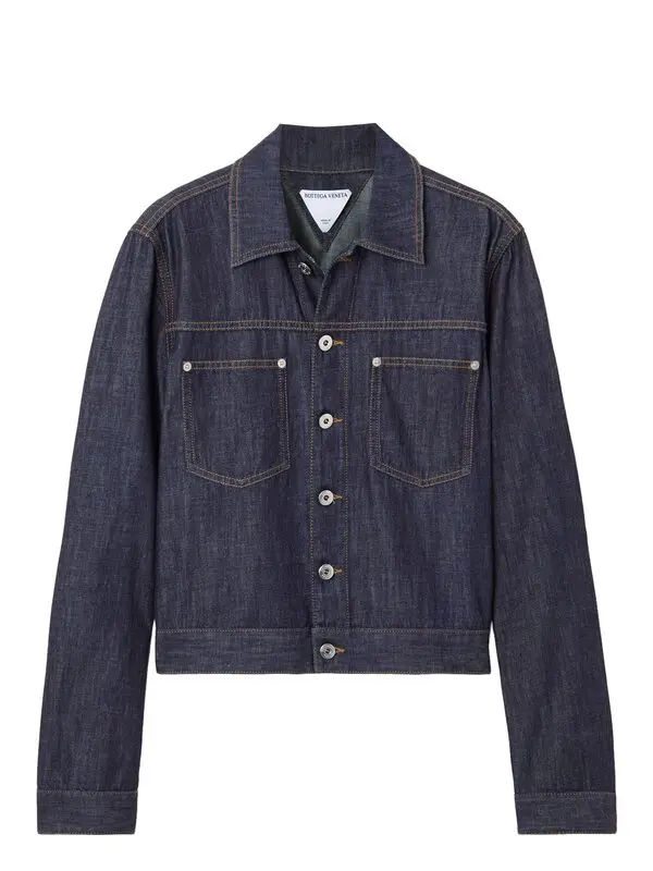Bottega Veneta Intrecciato Suede-trimmed Denim Jacket - Blue