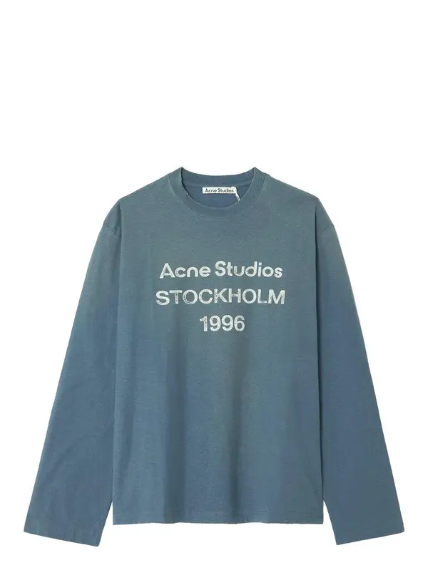 Acne Studios Printed Organic Cotton And Hemp-blend Jersey T-shirt - Blue