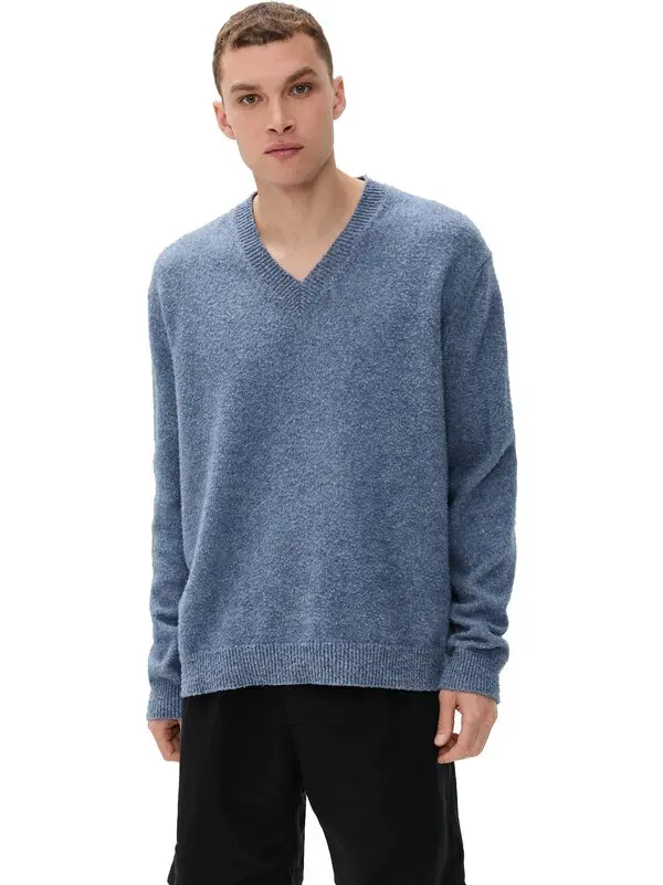 MAISON MARGIELA V-neck Wool Sweater - Denim