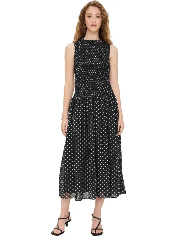 Endless Rose Smocked Polka Dot Maxi Dress - Black/white