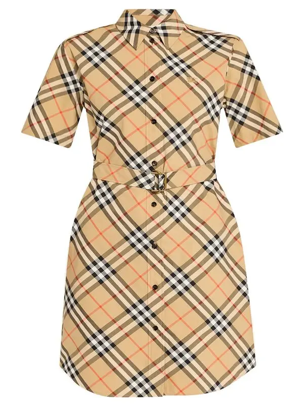 Burberry Belted Mini Shirtdress - Sand Ip Check