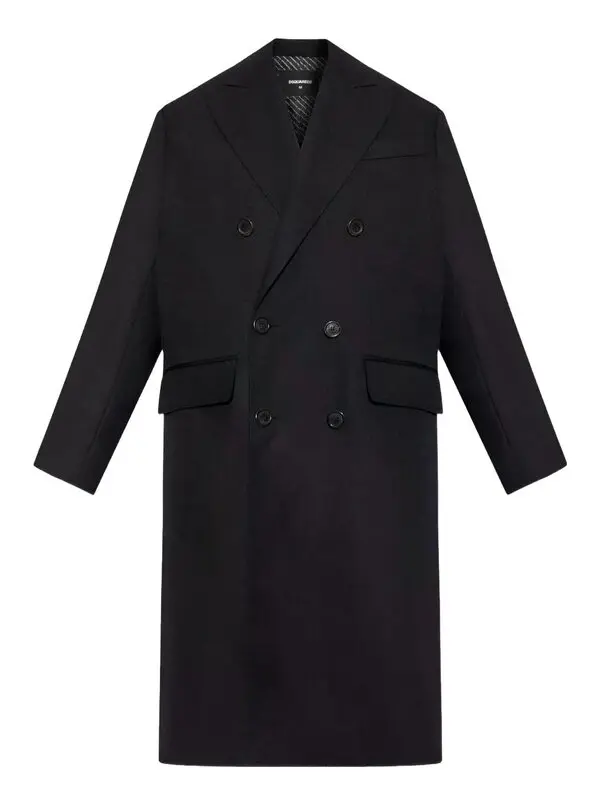 Dsquared2 Virgin Wool Double-breasted Coat - Black