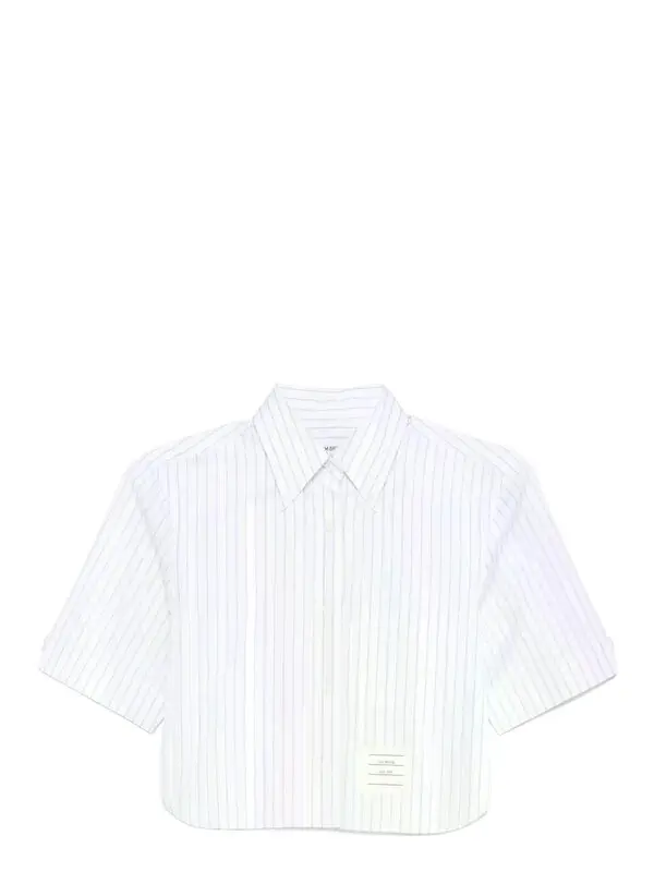 Thom Browne Striped Cropped Shirt - Blue