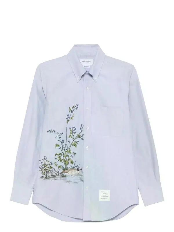 Thom Browne Embroidered-motif Shirt - Blue
