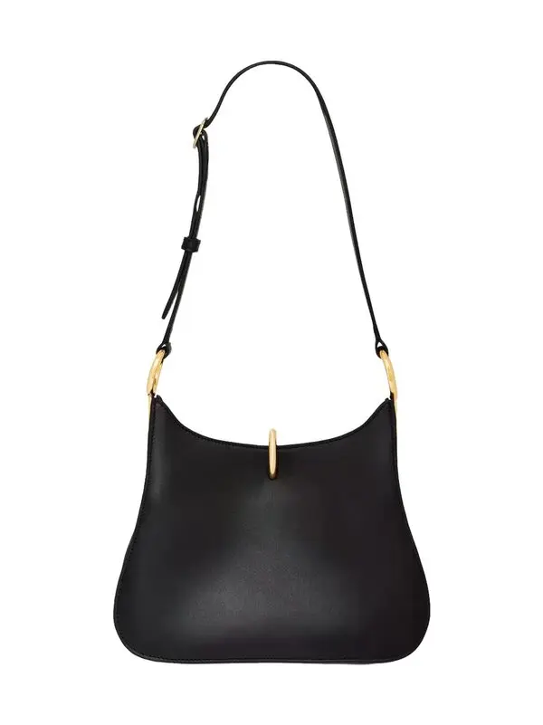 Rabanne Medium Ring Leather Shoulder Bag - Black