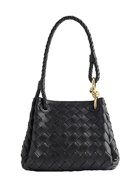 Bottega Veneta Parachute Small Leather Shoulder Bag - Black-m Brass