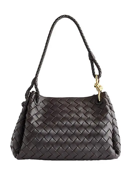 Bottega Veneta Parachute Intrecciato Medium Leather Shoulder Bag - Fondant-m Brass