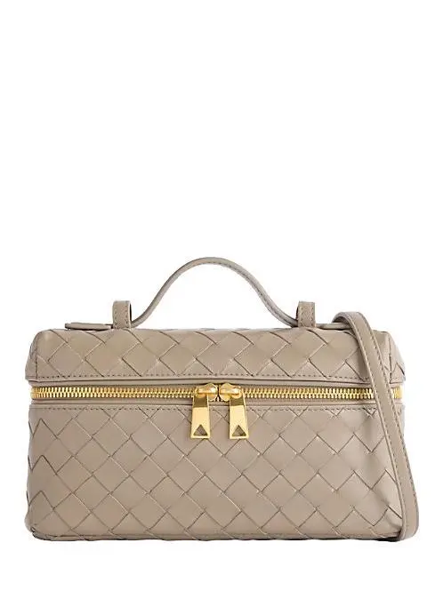 Bottega Veneta Leather Cross Body Bag - Limestone-gold