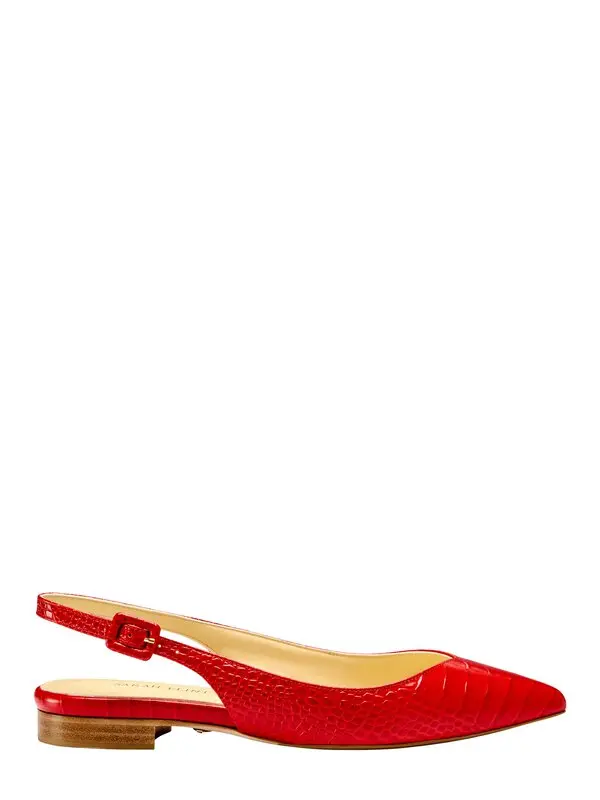 Sarah Flint Stella Slingback Flats - Cherry Croc Embossed Calf