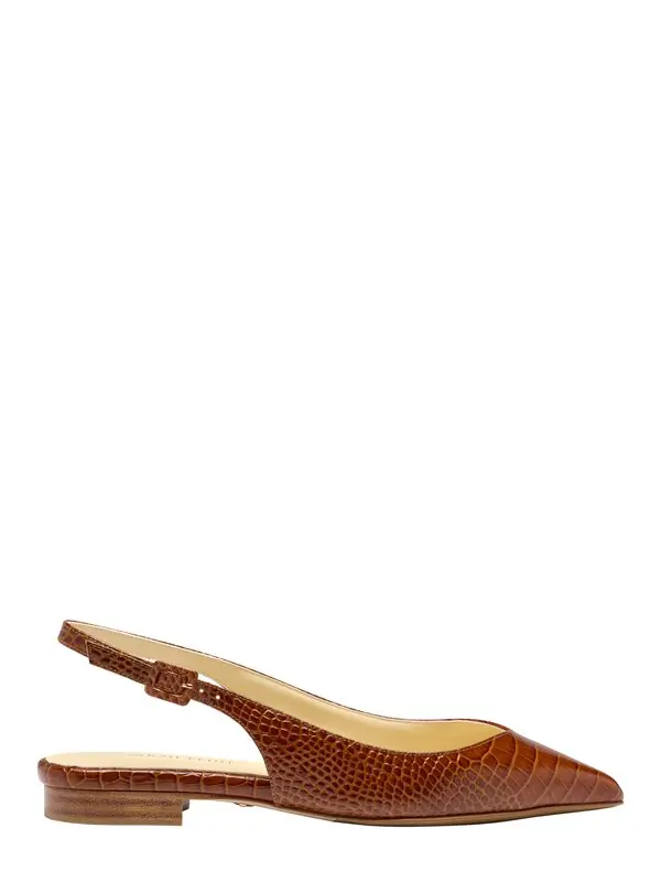 Sarah Flint Stella Slingback Flat - Cognac Croc Embossed Calf