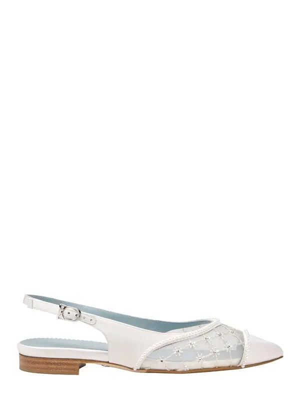 Sarah Flint Stella Slingback Flats - White Satin
