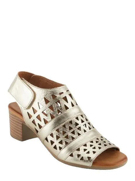 SPRING STEP SHOES Dorotha Cutout Block Heel Sandal - Gold