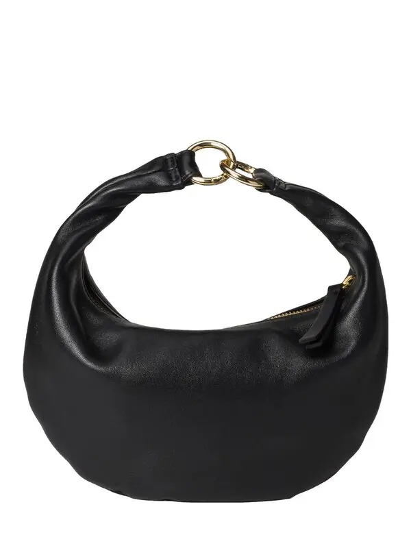 HYER GOODS Mini Leather Convertible Hobo Ring Bag - Black