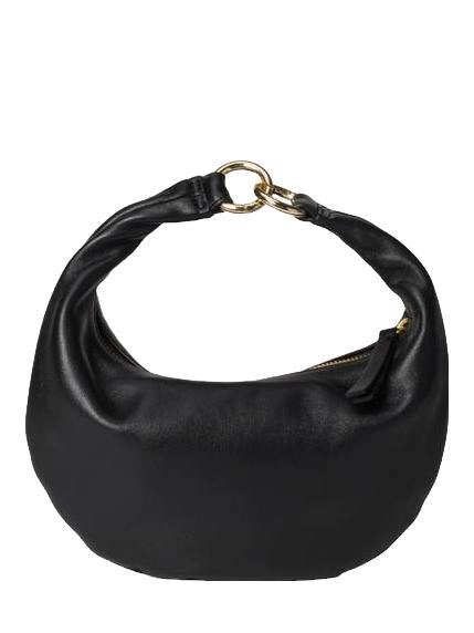 HYER GOODS Mini Leather Convertible Hobo Ring Bag - Black