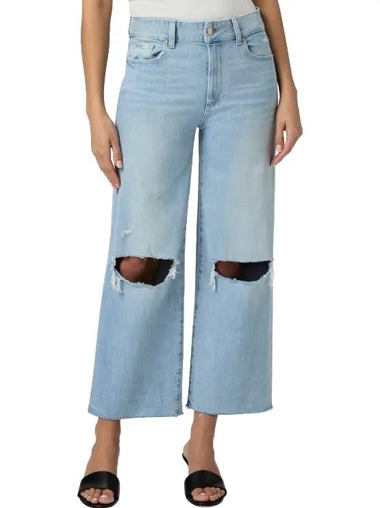 Paige Sasha Ankle Crop Wide Leg Jeans - Maeve Destructed