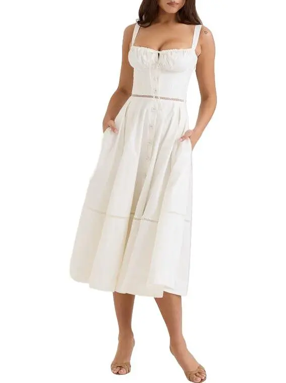 House Of Cb Chiarina Stretch Cotton Midi Sundress - White